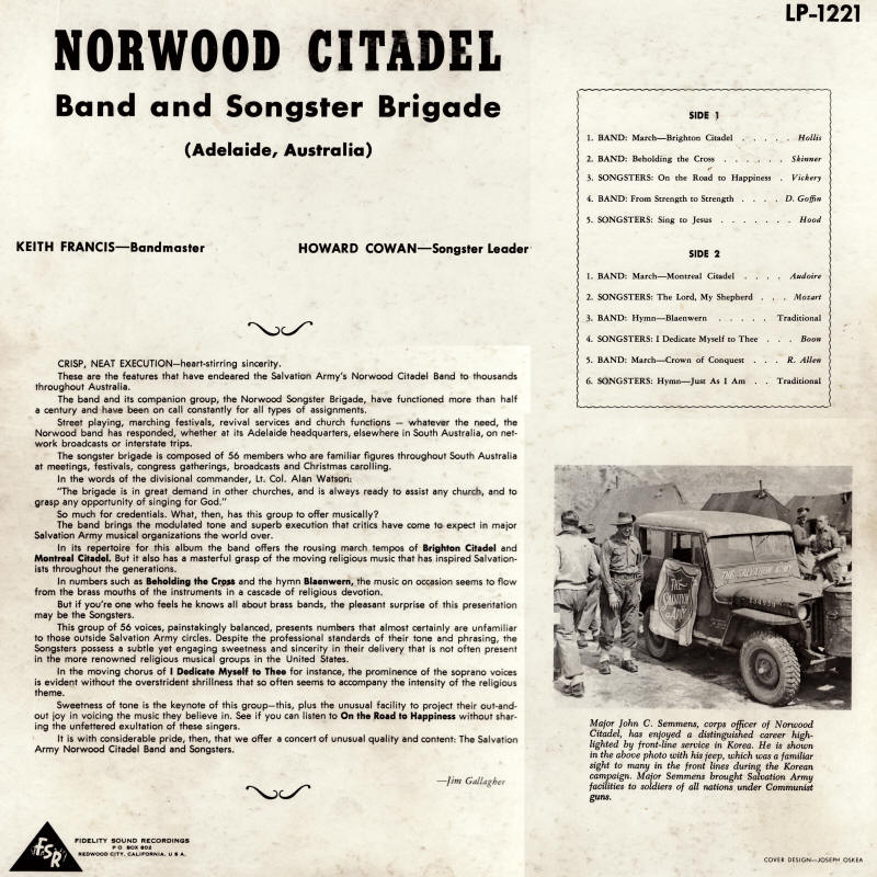 LP1221 - Norwood Citadel Band & Songsters